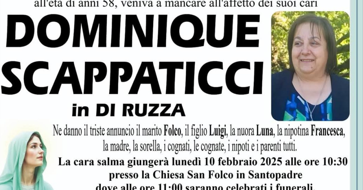 SANTOPADRE - SI E' SPENTA DOMINIQUE SCAPPATICCI